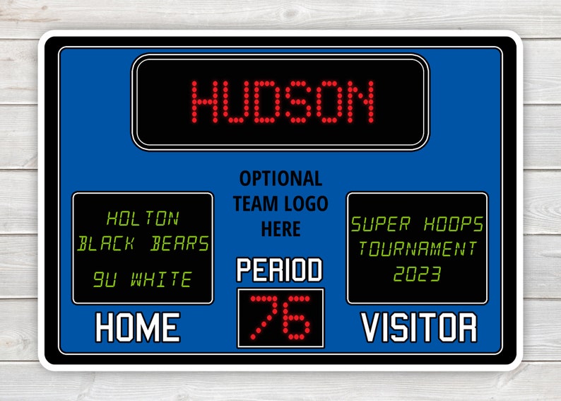 PRINTED Scoreboard Tournament Hotel Door Sign - Laminated Team Door ...