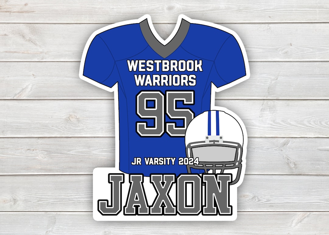 PRINTED Football Jersey and Helmet Sign - Laminated Team Hotel Door ...