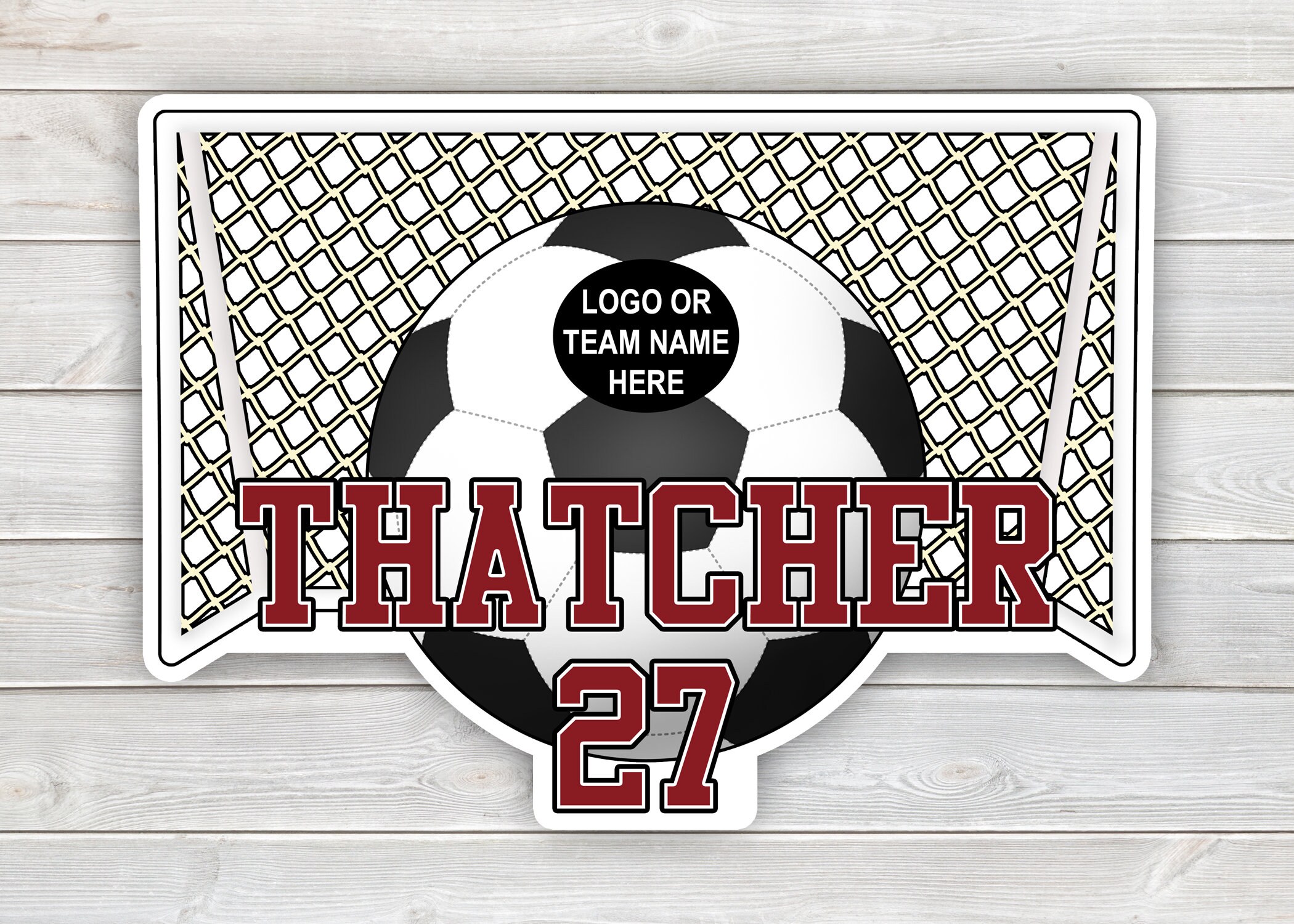 PRINTED Soccer Ball and Net Tournament Sign Laminated Soccer Team Hotel ...