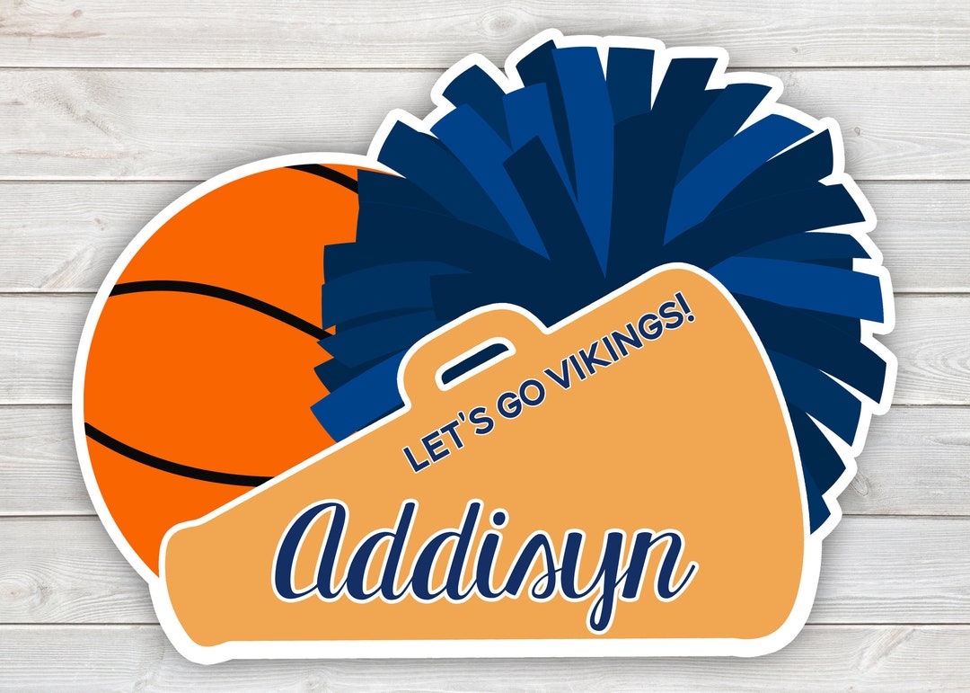 PRINTED Basketball Cheer Hotel Door Sign - Megaphone and Pom Laminated ...