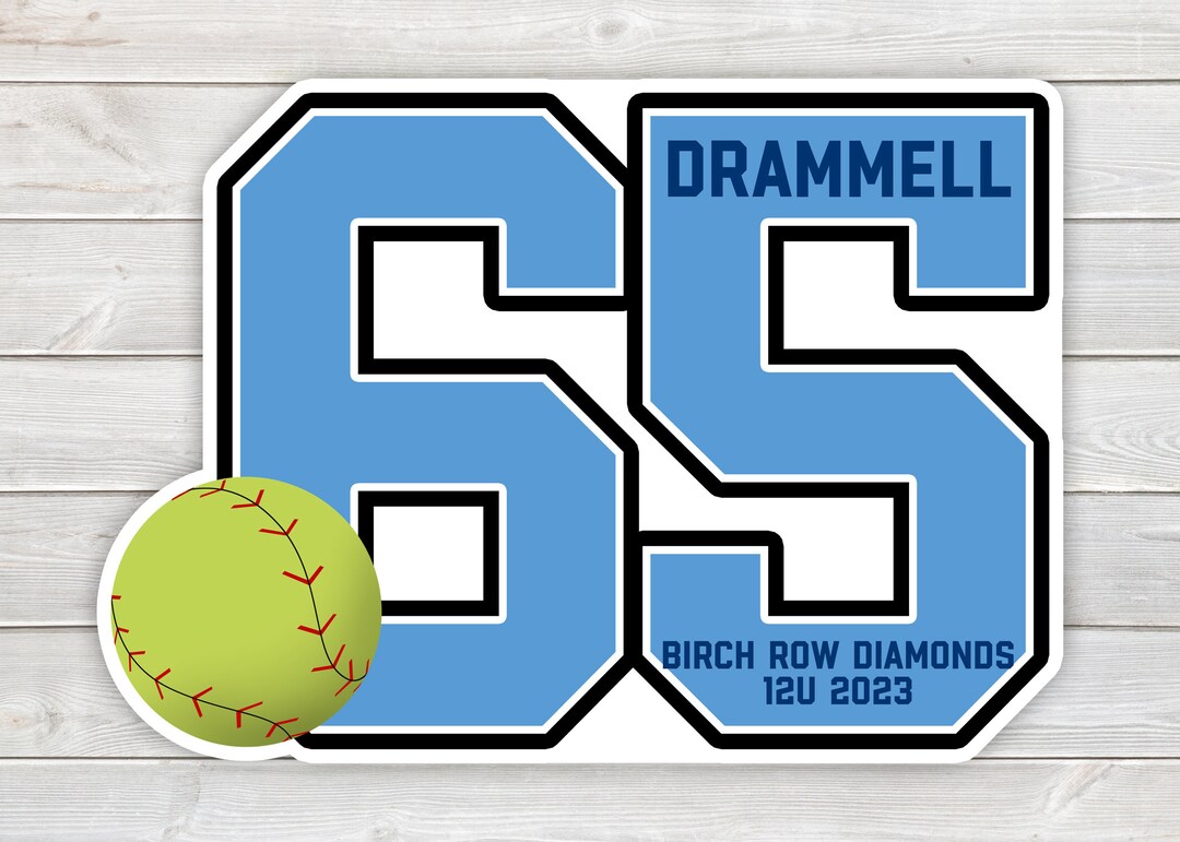 PRINTED Softball Tournament Hotel Door Sign - Large Jersey Number ...