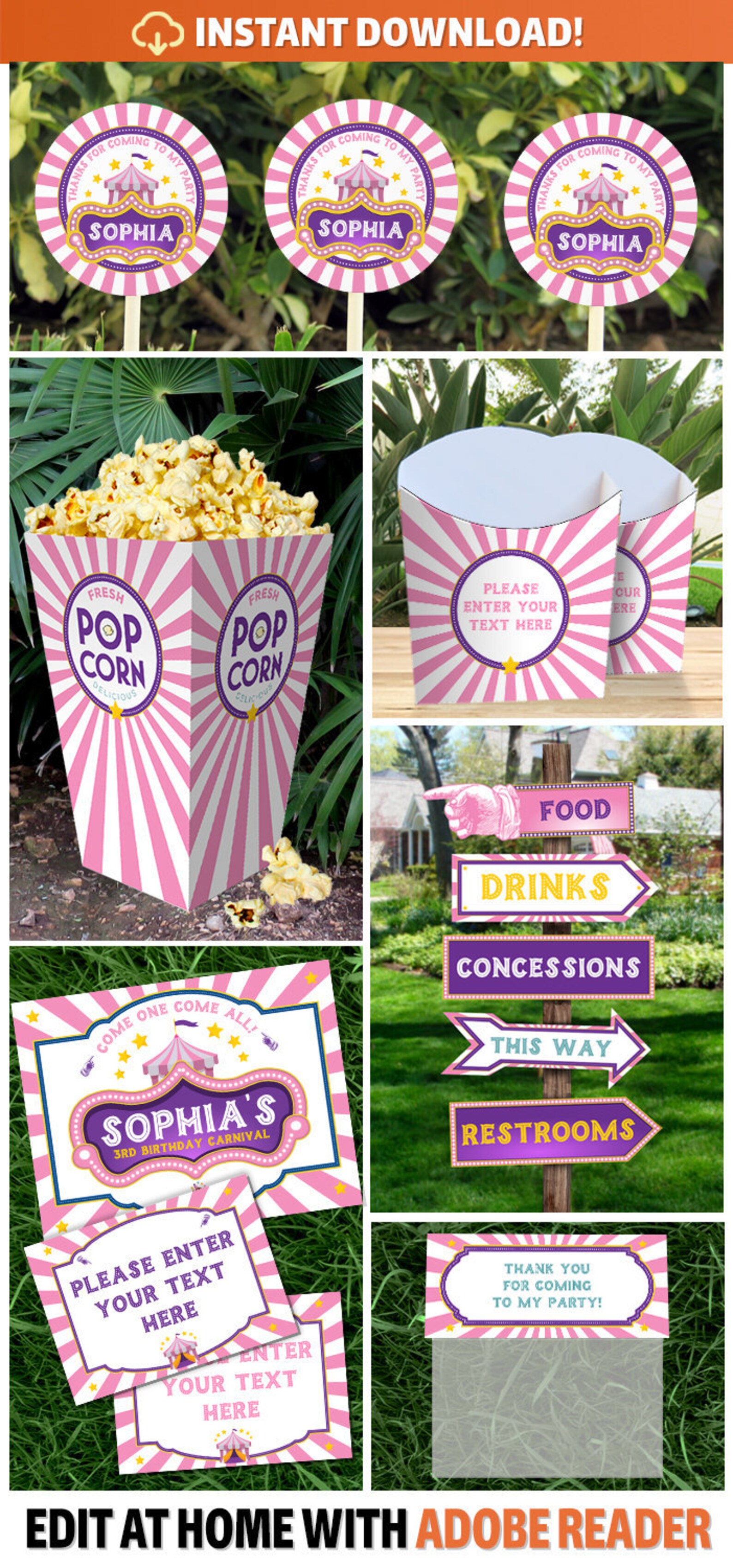 Carnival Party Invitations & Decorations INSTANT DOWNLOAD | Etsy