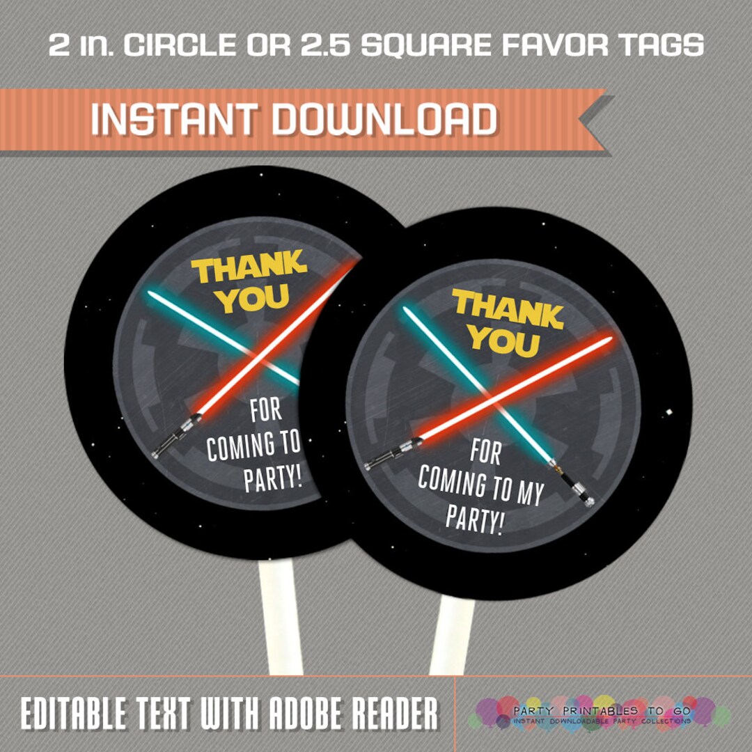 Star Wars Party Printable Favor Tags - Star Wars Party Thank You Tags ...