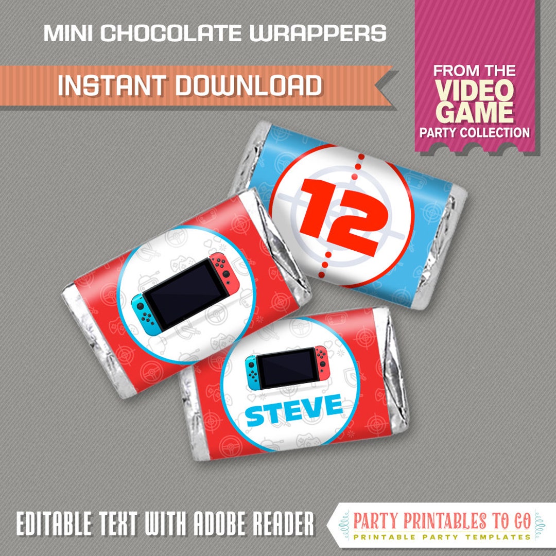 Video Game Party Mini Chocolate Wrappers (red) - INSTANT DOWNLOAD ...