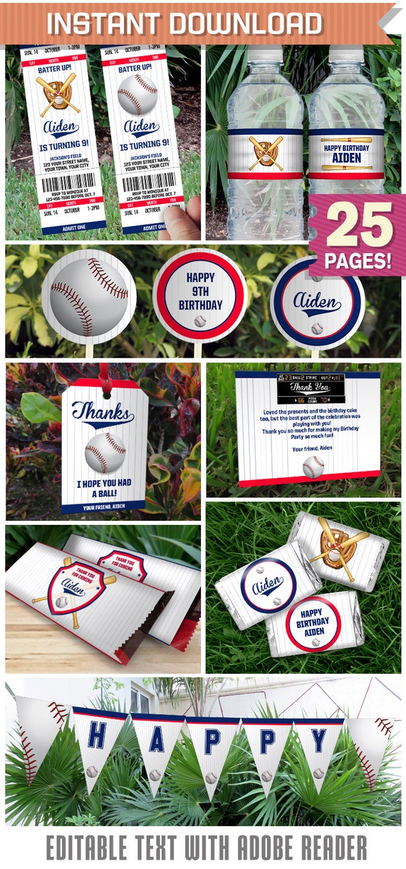 Baseball Invitation & Party Decorations - Baseball Party Package ...
