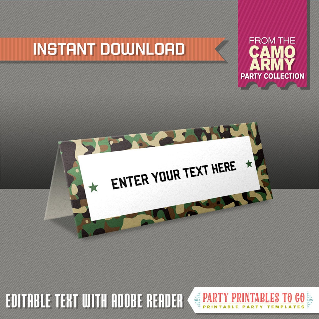 Army Food Labels / Camo Place Cards / Camo Food Labels - INSTANT ...