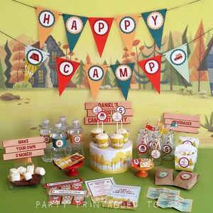 Camp Out / Camping Party Printable Birthday Banner With Spacers ...
