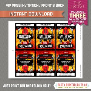 Rockstar Birthday Party VIP Pass Invitations - INSTANT DOWNLOAD - Rock ...