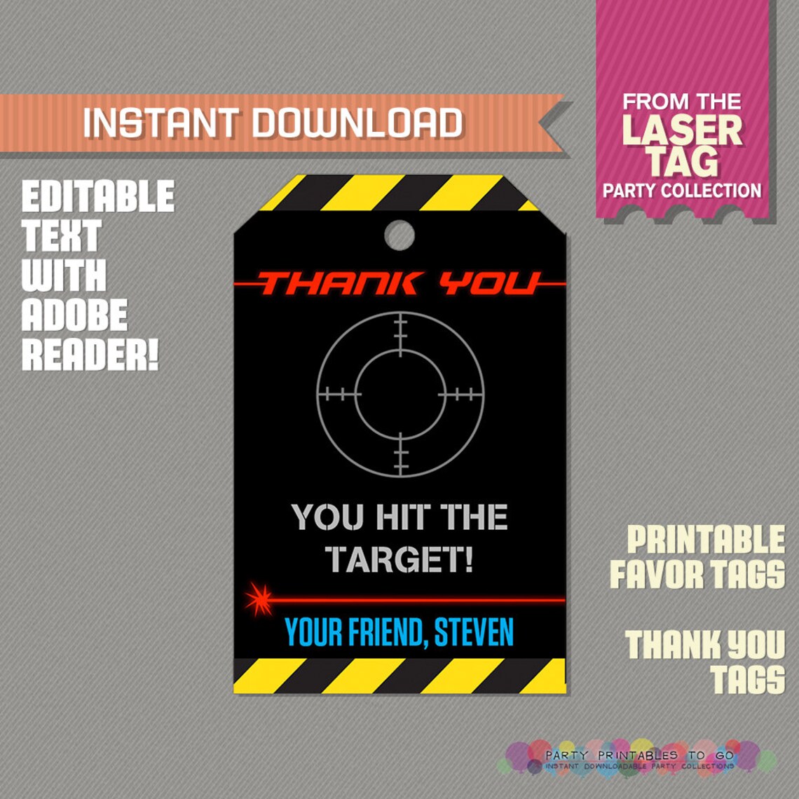 Laser Tag Party Favor Tags / Laser Tag Thank You Tag Laser - Etsy