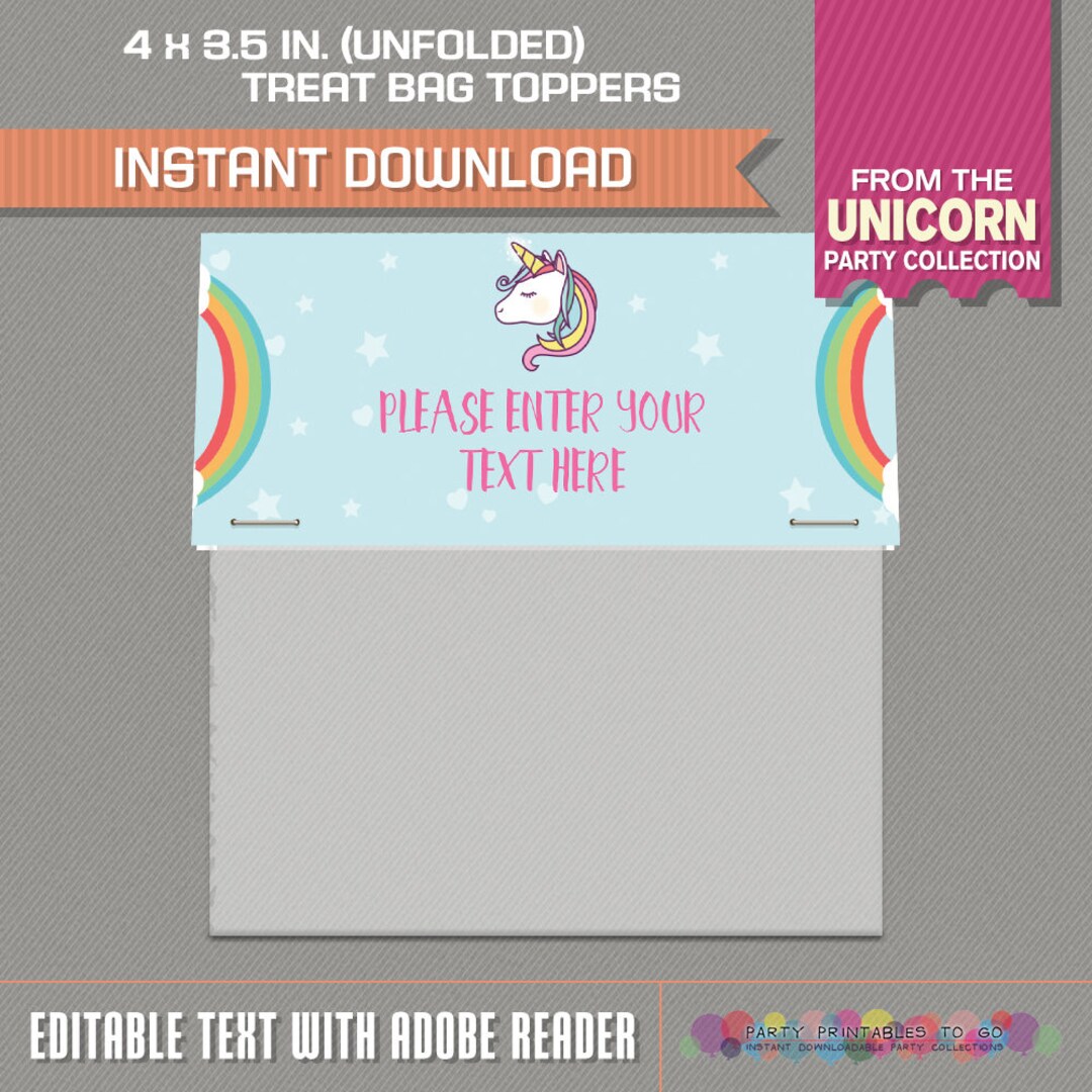 Unicorn Party Treat Bag Toppers - Unicorn Bag Labels - Unicorn Party ...