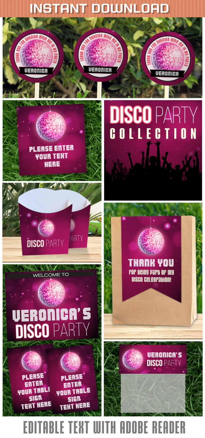 Disco Invitation & Party Decorations INSTANT DOWNLOAD - Etsy