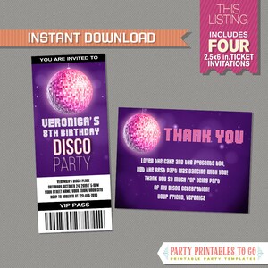 Disco Invitation & Party Decorations (purple) - INSTANT DOWNLOAD ...