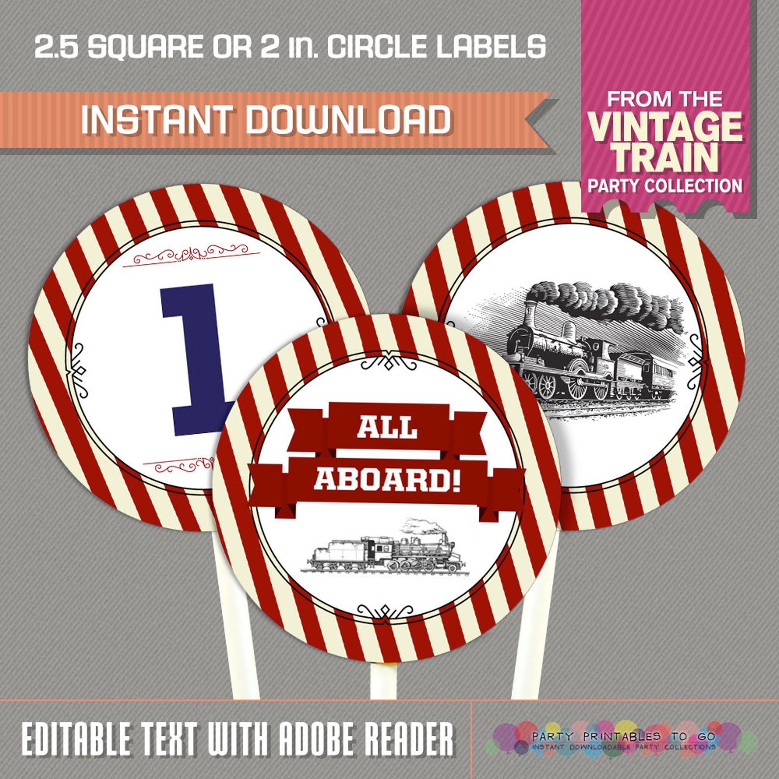 Train Party Printable Birthday Labels INSTANT DOWNLOAD - Etsy