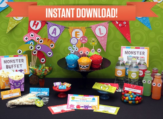 Monster Bash Birthday Party Printable Collection & Invitation ...