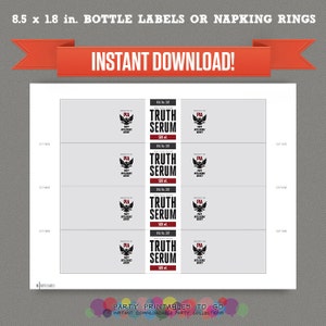 Truth Serum Water Bottle Labels - Spy Party - Secret Agent Party - Spy ...