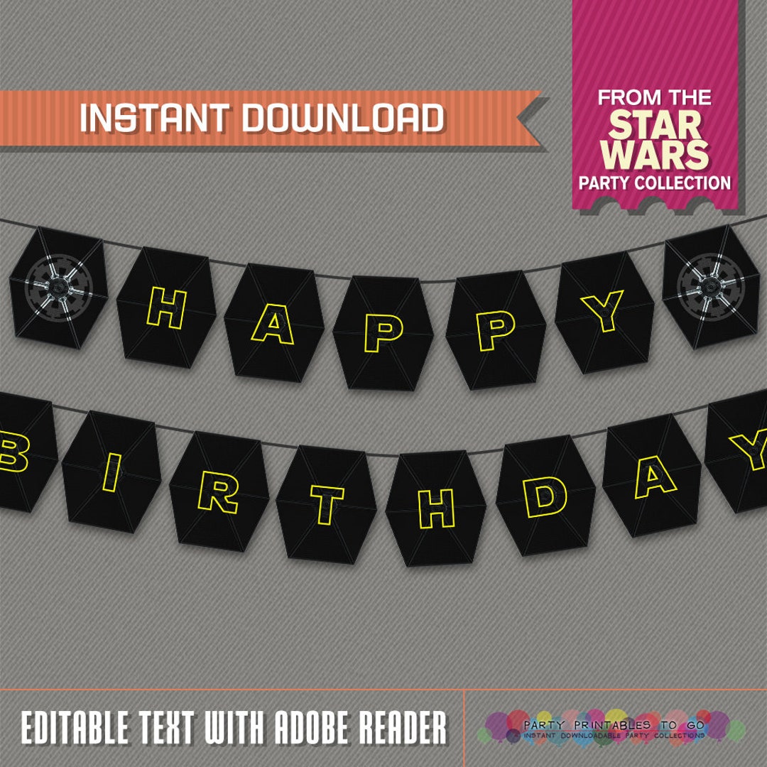 Star Wars Party Printable Birthday Banner With Spacers - Instant ...