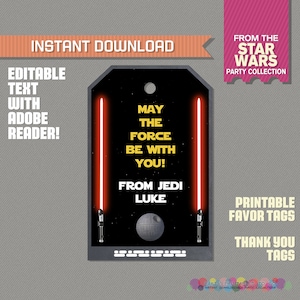 Star Wars Party Favor Tag / Star Wars Thank You Tag - Star Wars ...