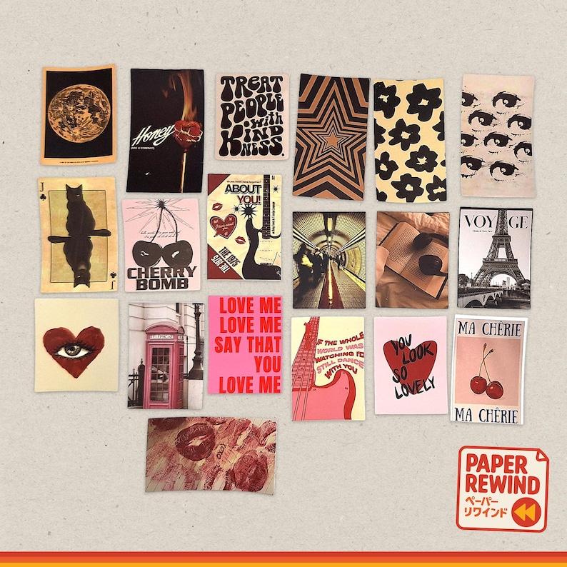 50pcs Retro Sticker | Y2K Heart Stickers Pack | Stationery & Scrap ...