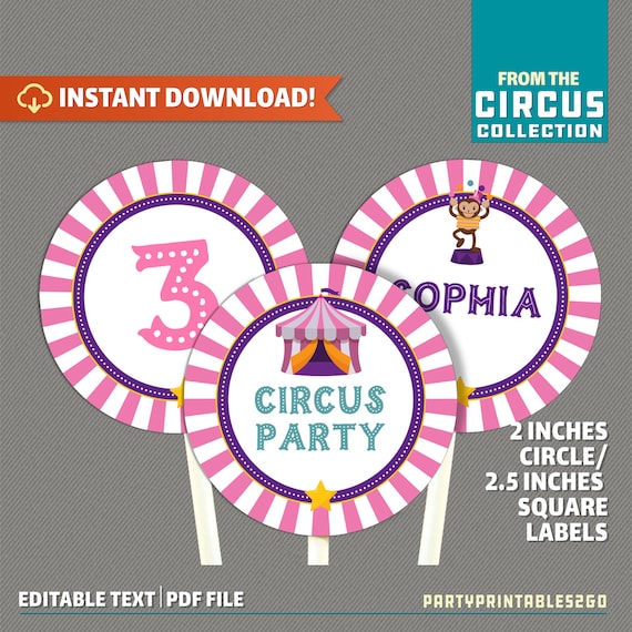 Circus Labels - Carnival Circle Labels - Carnival Party - Circus Party ...