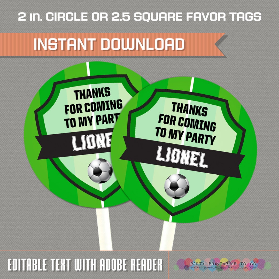 Soccer Party Printable Favor Tags - Soccer Party Thank You Tags - Edit ...