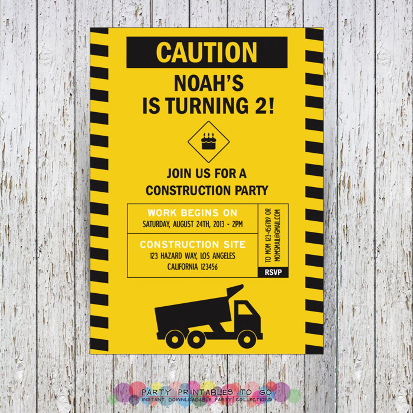 Construction Party Printable Collection & Invitations Edit - Etsy