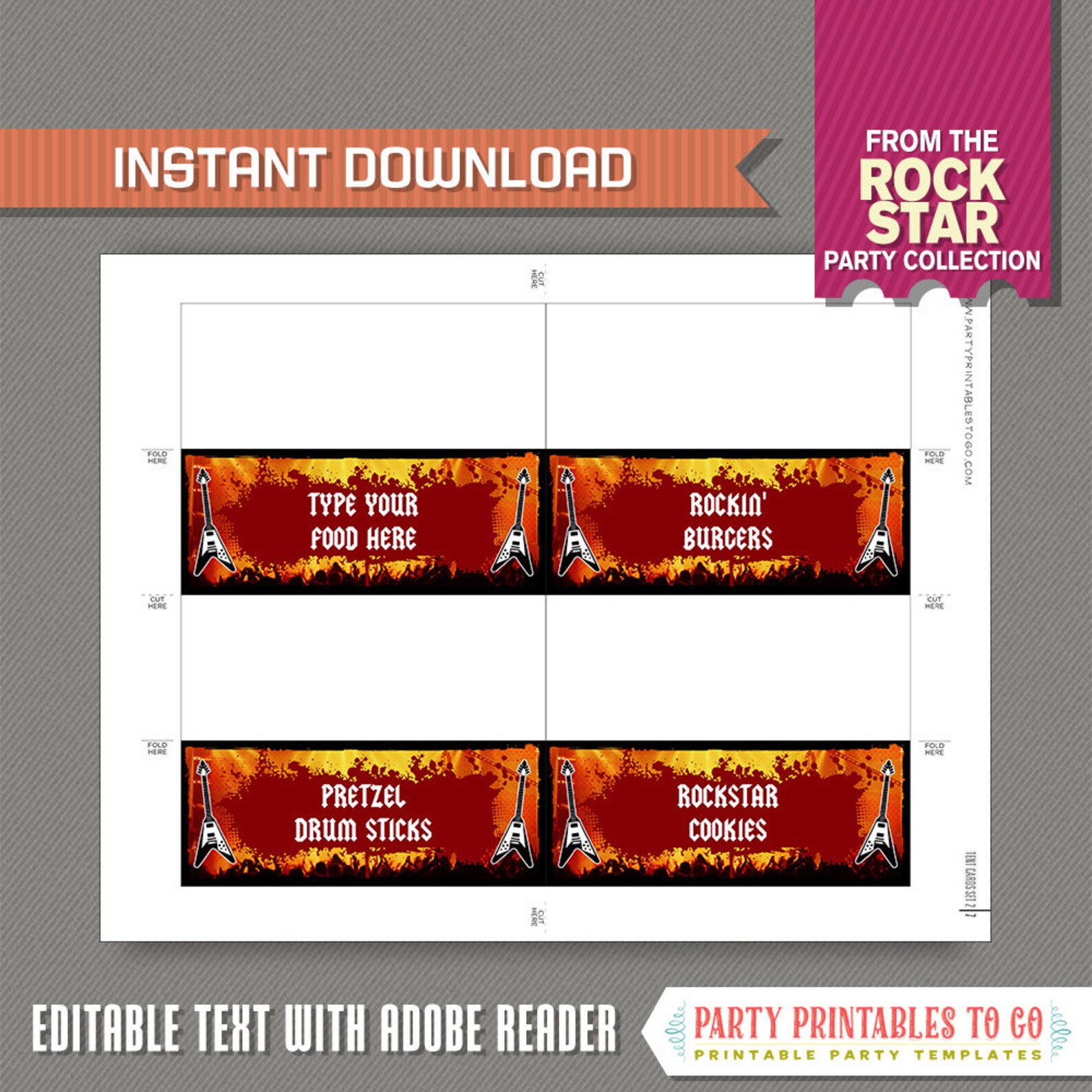 Rockstar Party Food Label / Rockstar Place Cards INSTANT - Etsy