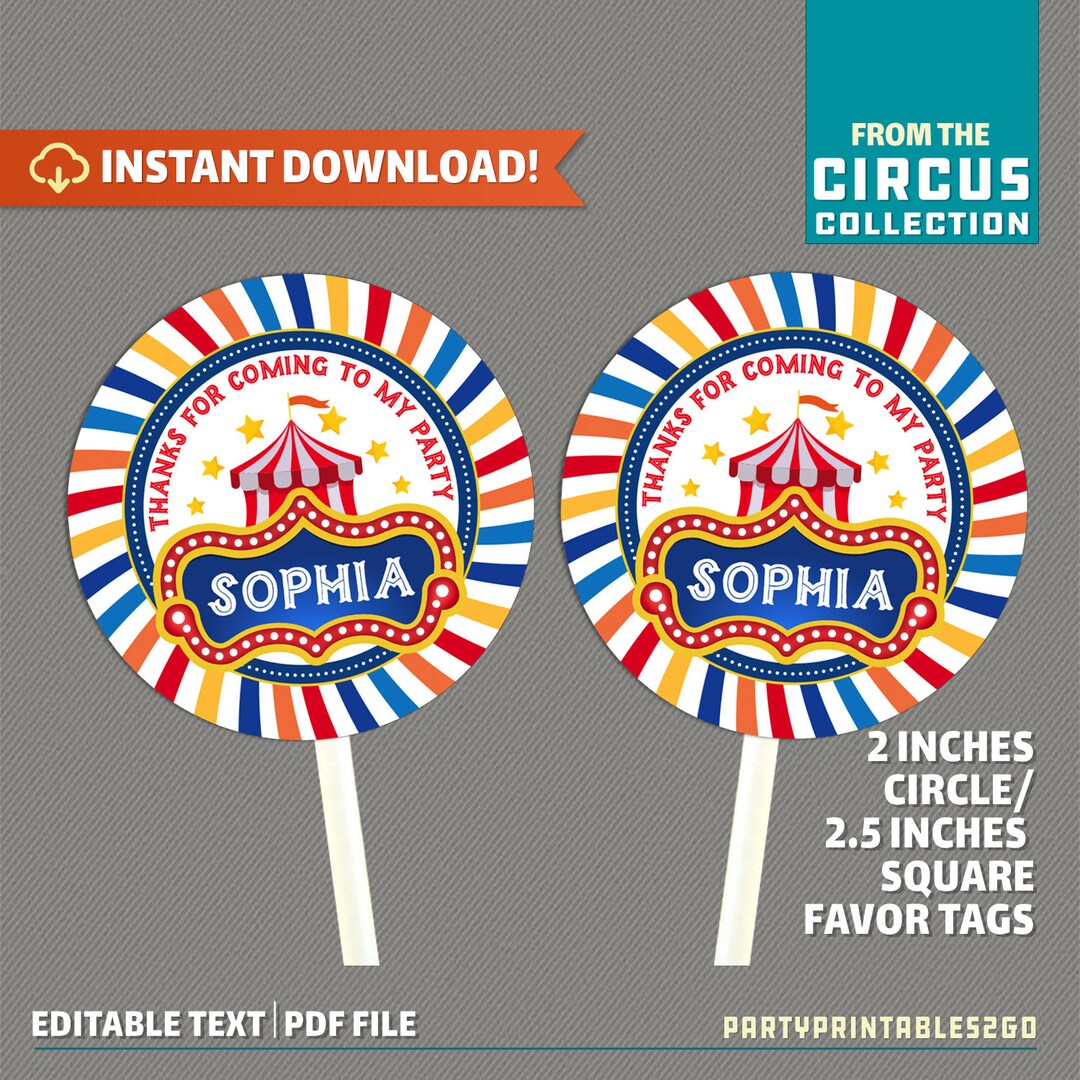 Circus Favor Tags - Carnival Birthday Tags - Carnival Party Tags ...