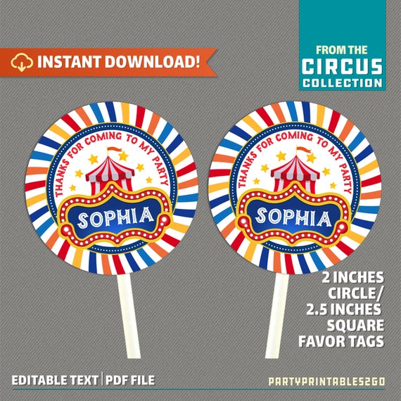 Circus Favor Tags - Carnival Birthday Tags - Carnival Party Tags ...