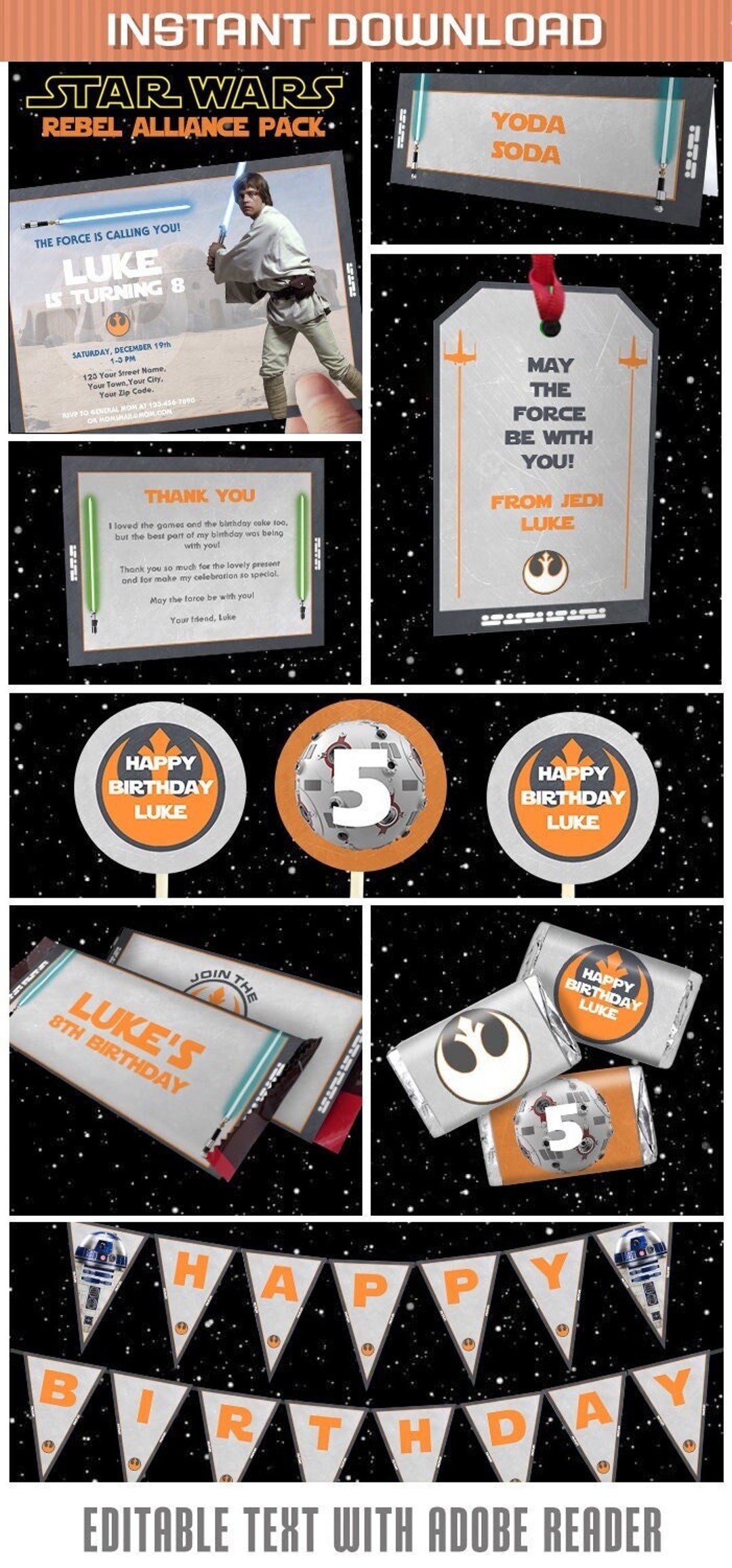 Star Wars Party Invitations & Decorations rebel Alliance INSTANT ...
