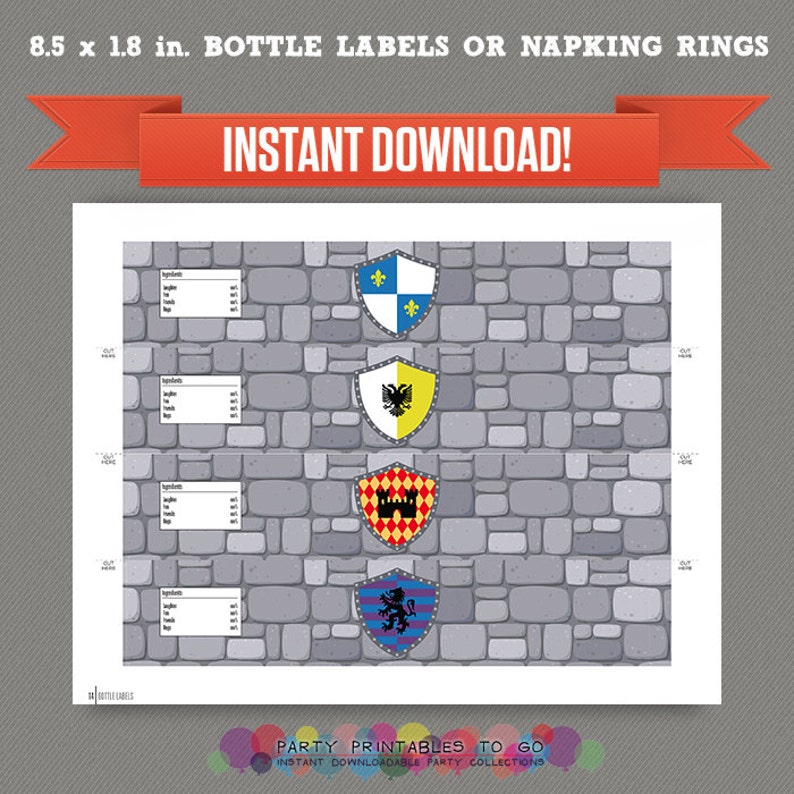 Knights / Medieval Party Printable Birthday Bottle Labels - Etsy