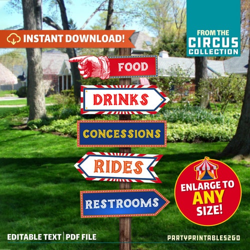 Vintage Circus Carnival Party Signs Instant Download A3 Size - Etsy