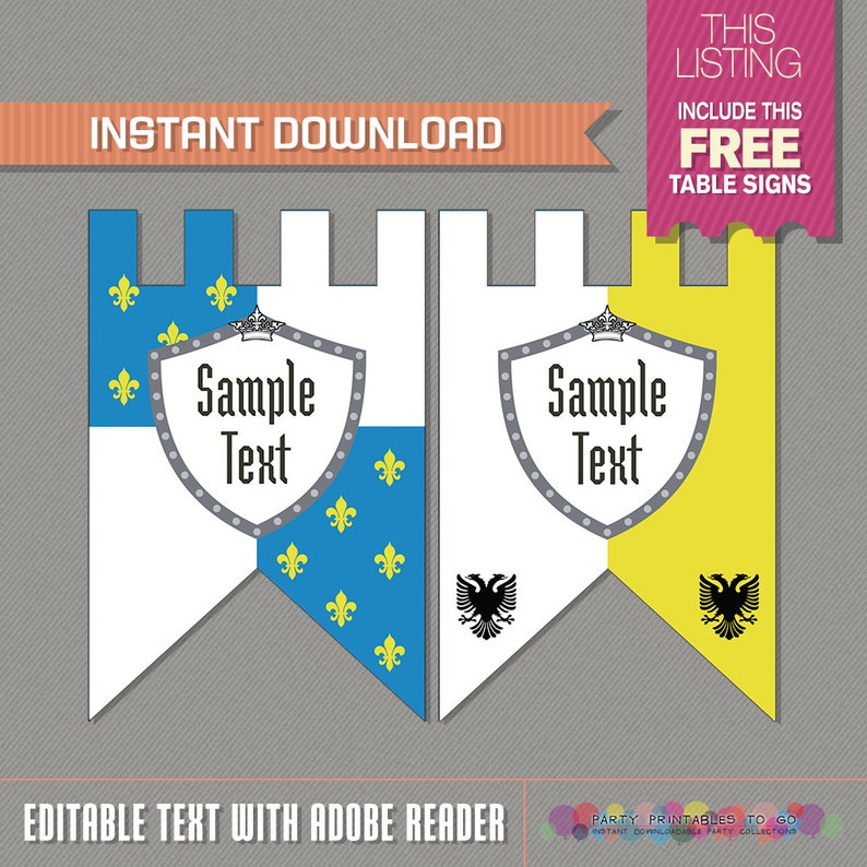 Knights Medieval Welcome Sign With FREE Table Signs - Etsy