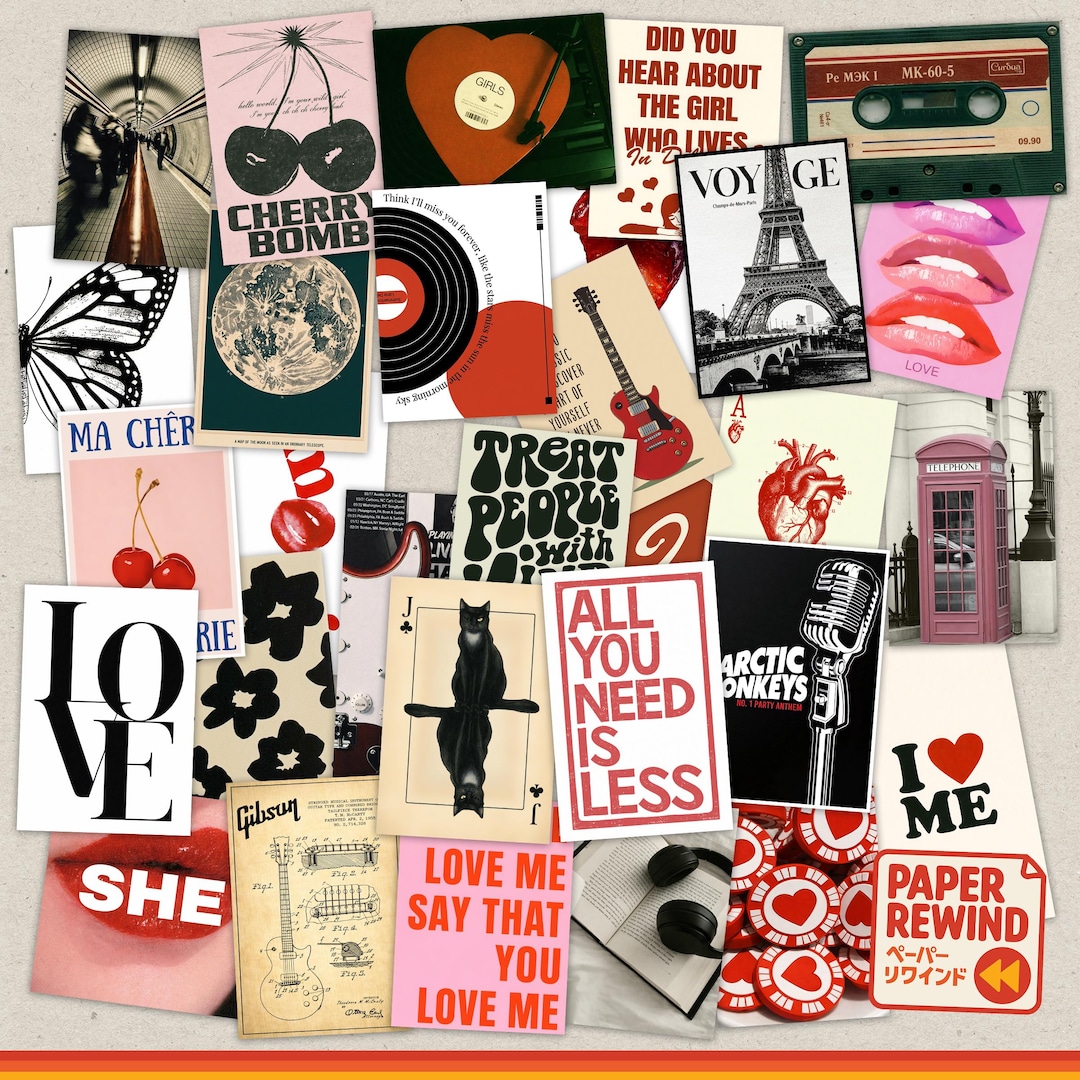 50pcs Retro Sticker | Y2K Heart Stickers Pack | Stationery & Scrap ...