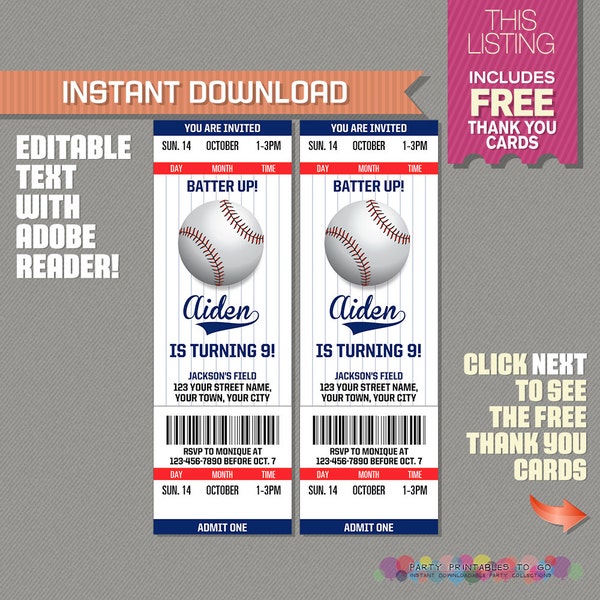 Baseball Ticket - Etsy