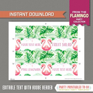 Flamingo Party Food Labels or Place Cards - INSTANT DOWNLOAD - Flamingo ...