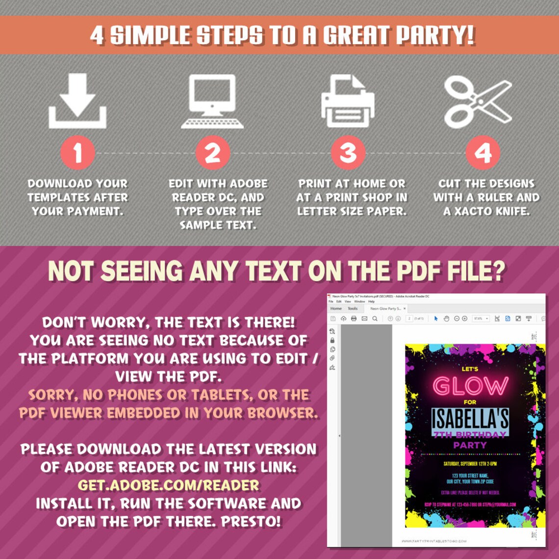 Neon Glow II Party Favor Tag Neon Glow Party Thank You Tag - Etsy