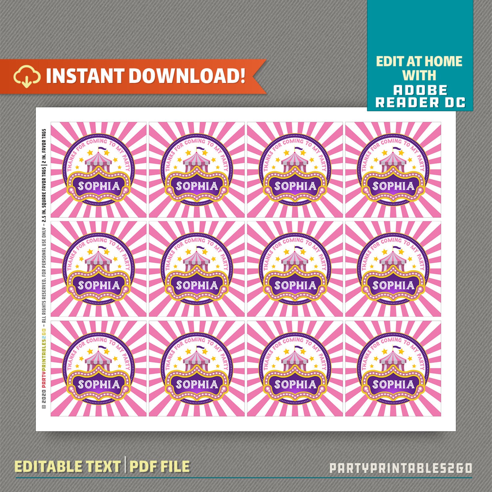 Circus Favor Tags Carnival Birthday Tags Carnival Party | Etsy