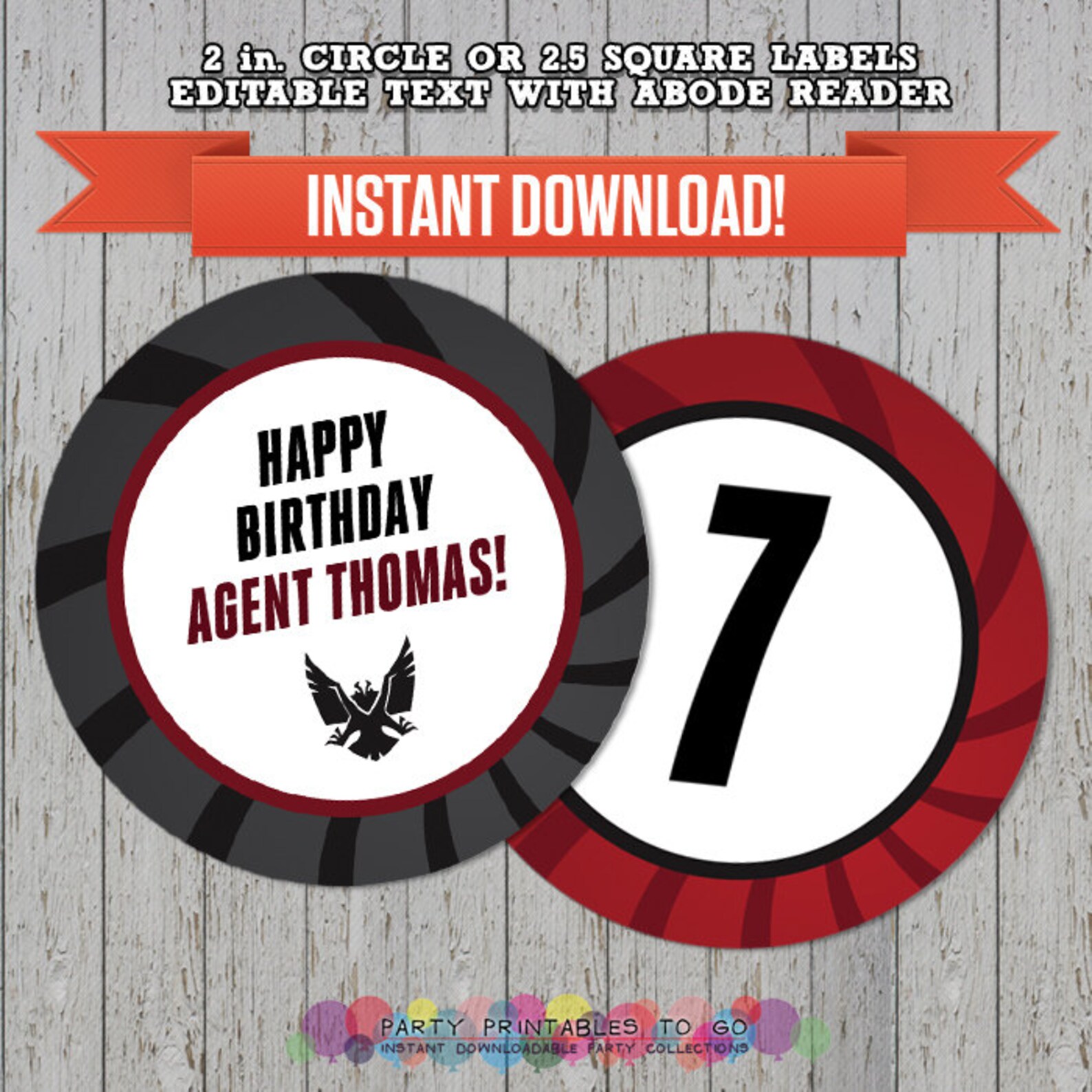 Secret Agent Party / Spy Party Printable Birthday Labels | Etsy