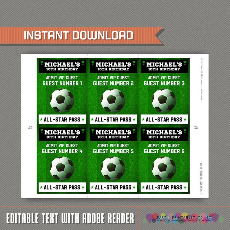 Soccer Ticket Invitation With FREE VIP Passes design 2 - Etsy