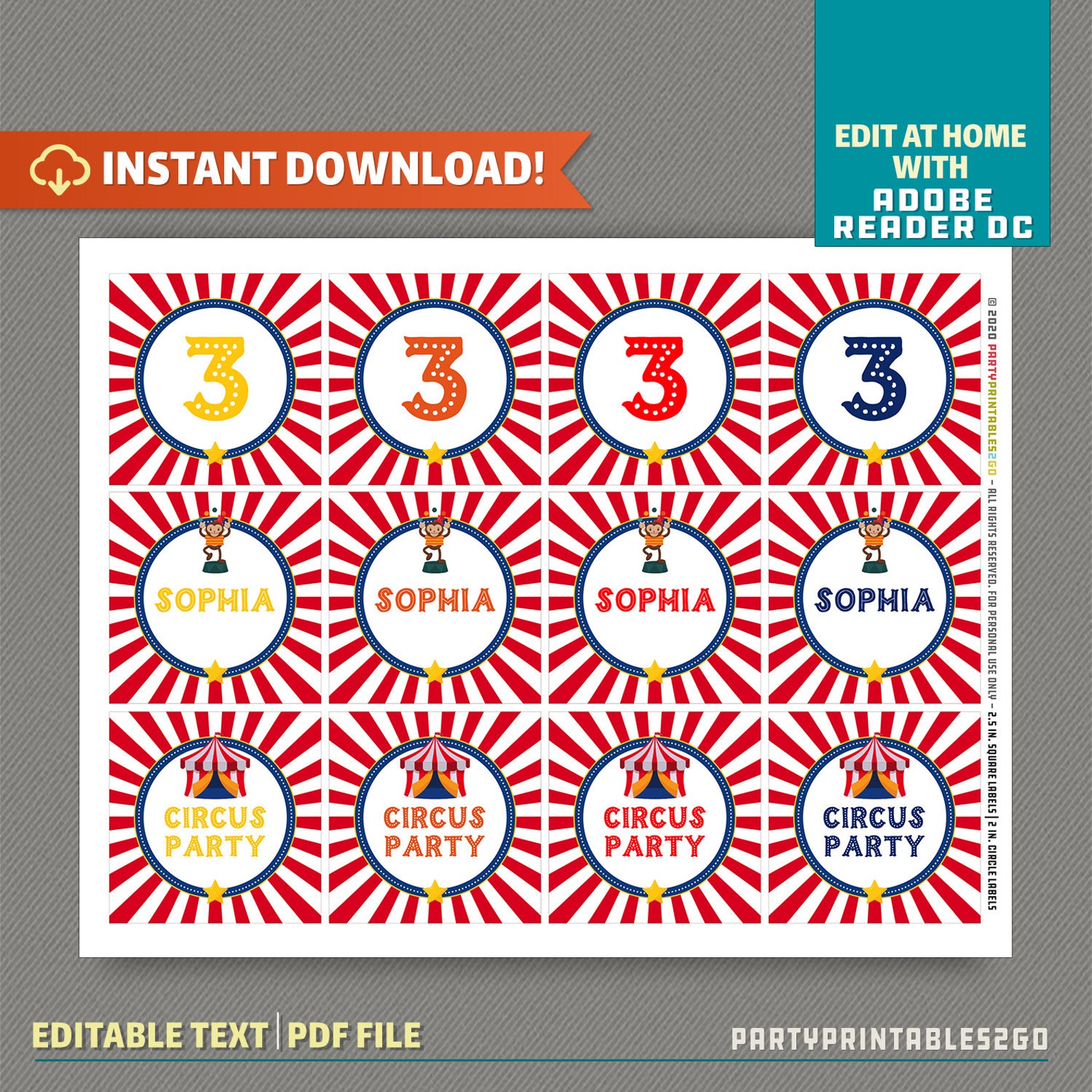 Circus Labels Carnival Circle Labels Carnival Party - Etsy