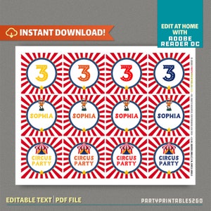 Circus Labels - Carnival Circle Labels - Carnival Party - Circus Party ...