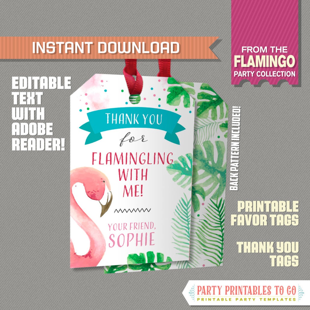 Flamingo Party Favor Tag / Flamingo Party Thank You Tag -flamingo ...