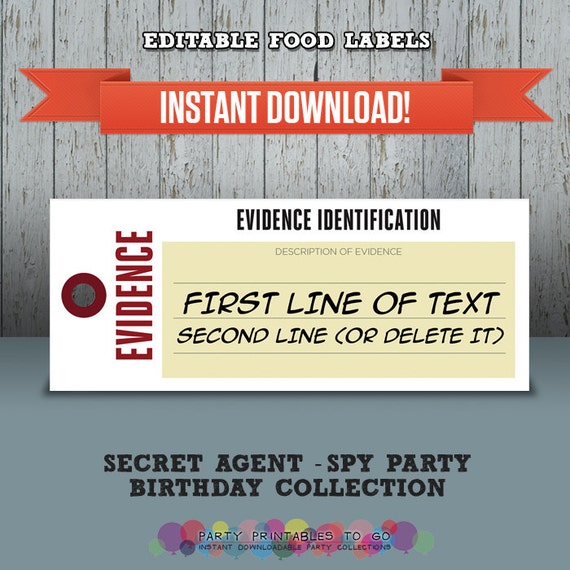Spy Place Cards Spy Labels Instant Download PDF Printable Spy Tent ...