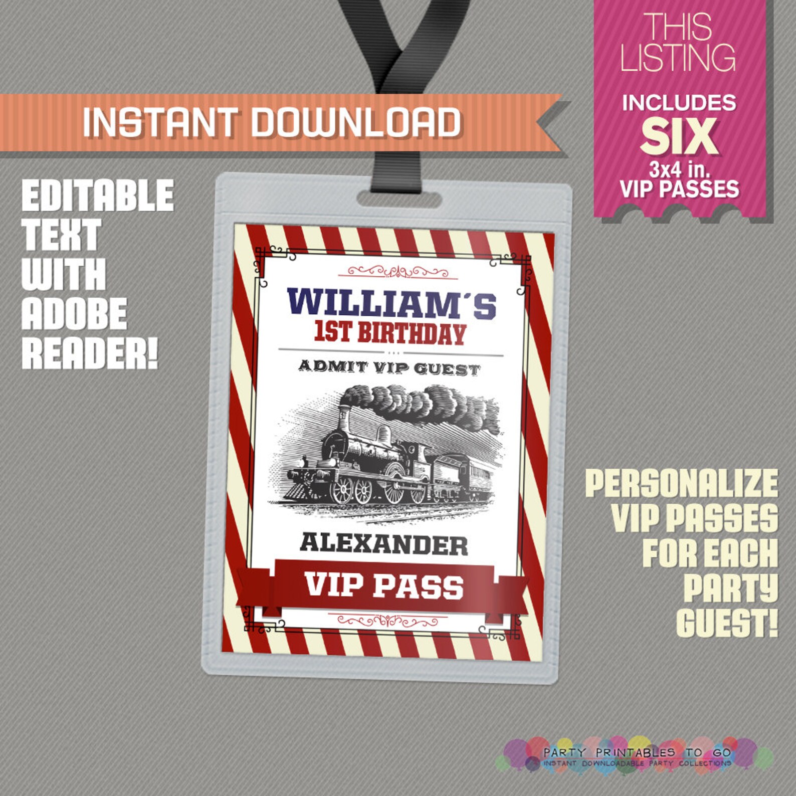 Train Party Pit Crew Pass Printable Insert train Birthday - Etsy