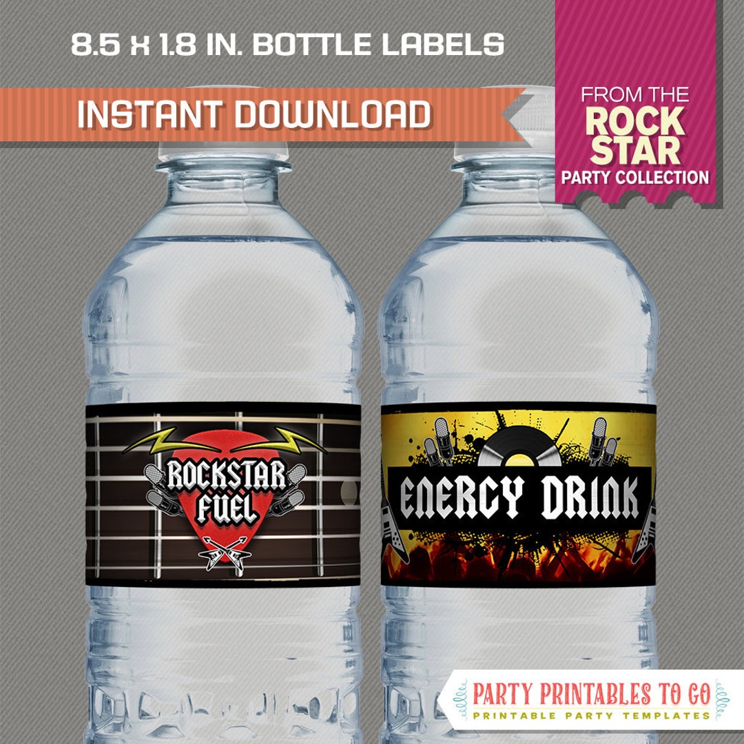 Rockstar Party Bottle Labels or Napkin Rings (classic) INSTANT DOWNLOAD ...