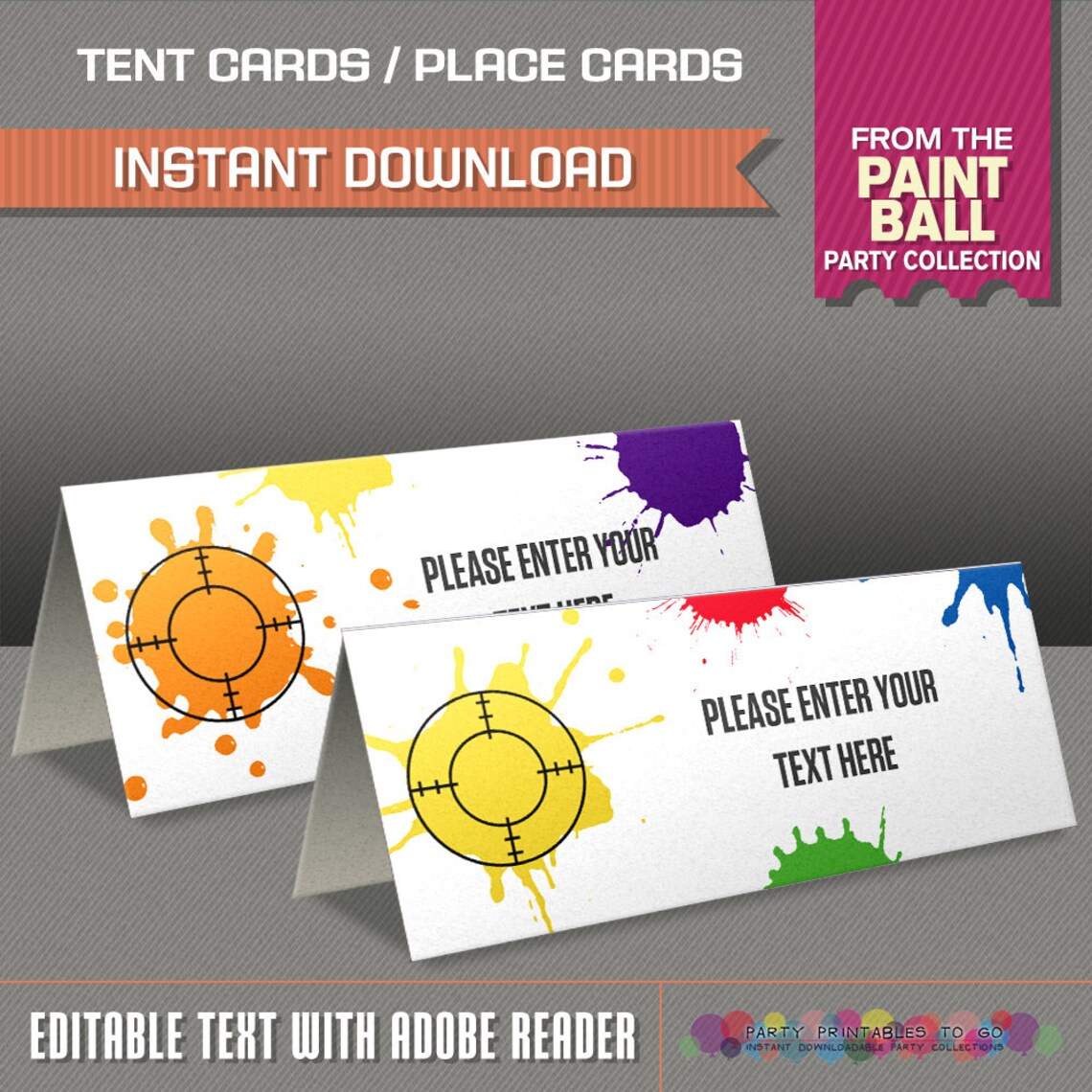 Paintball Party Tent Cards INSTANT DOWNLOAD Paintball - Etsy