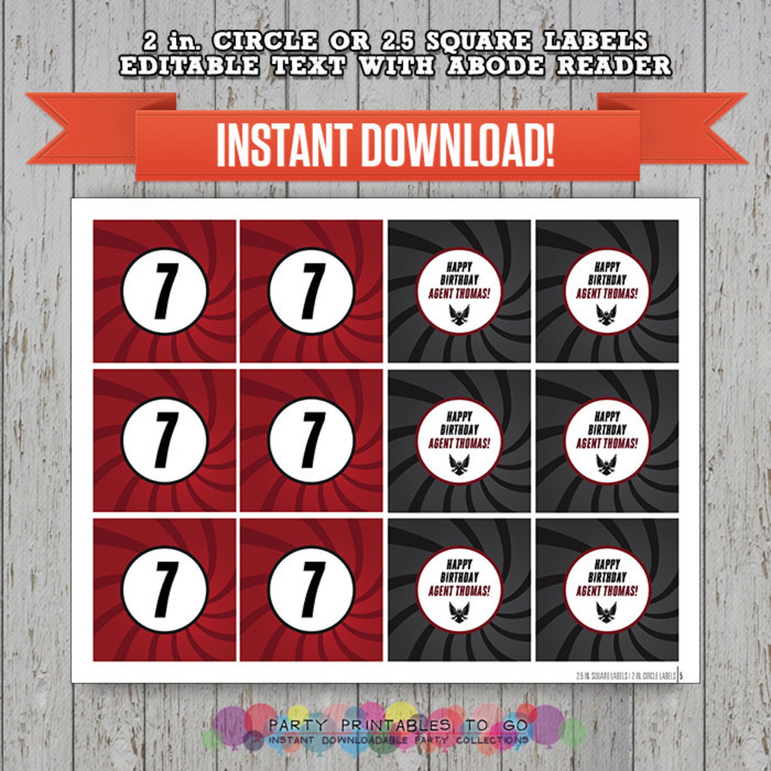 Secret Agent Party / Spy Party Printable Birthday Labels | Etsy