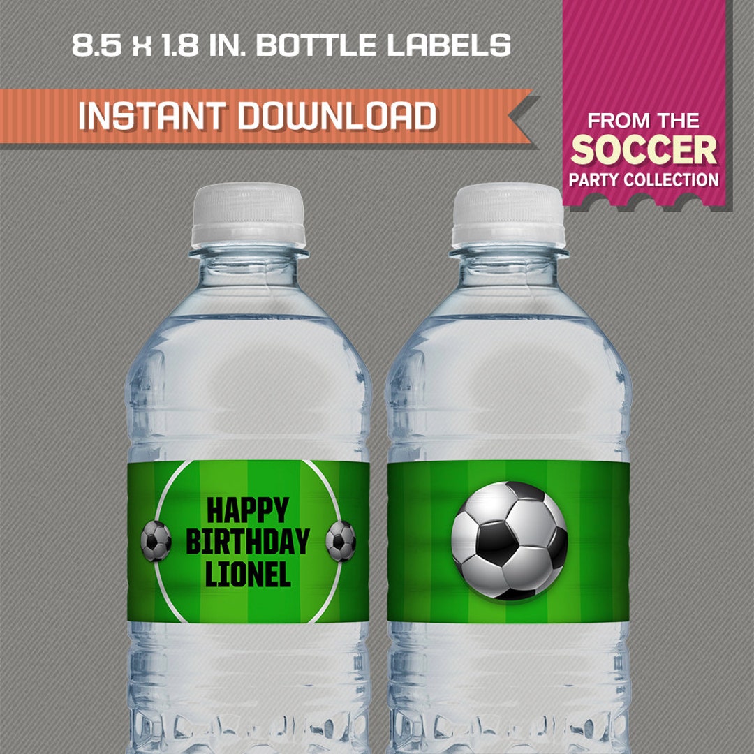 Soccer Party Printable Birthday Bottle Labels / Napkin Rings - Editable ...