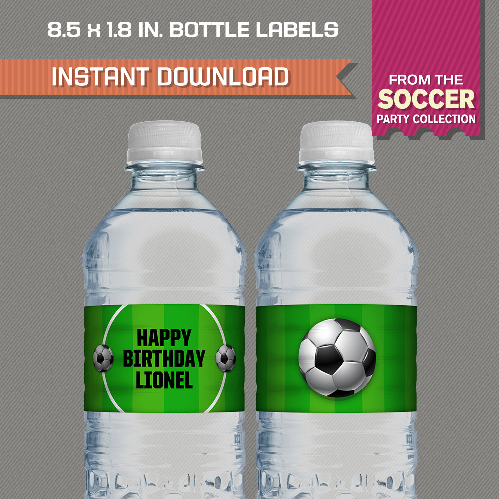 Soccer Party Printable Birthday Bottle Labels / Napkin Rings - Etsy