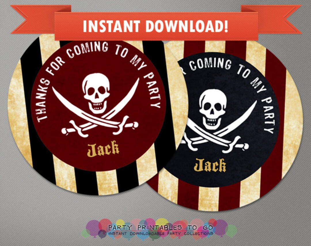 Pirate Printable Birthday Favor Tags - Editable PDF File - Print at ...